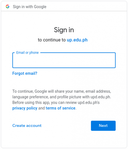 UP Mail Account Authentication – Interactive Learning Center Diliman